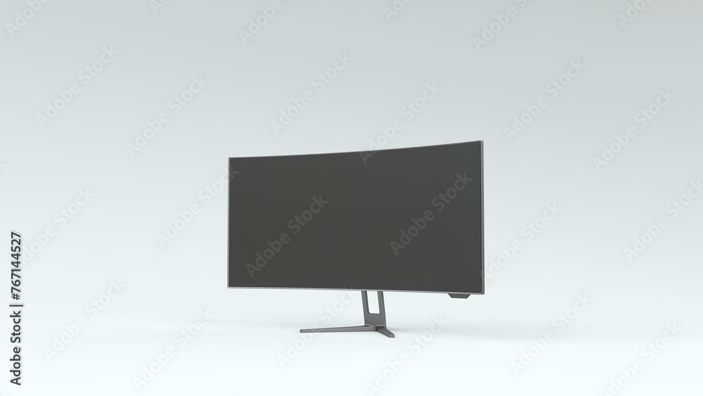 Curved gaming widescreen monitor. Slim design ultrawide 4K. Blank anti ...