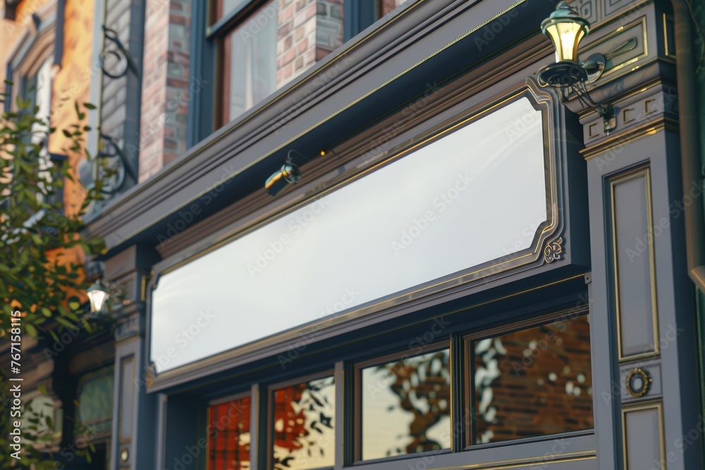Blank store sign in a classic European street setting Stock Photo ...
