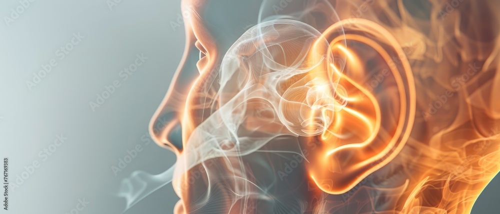 Visualization of the vestibular system within the ear, highlighting its ...