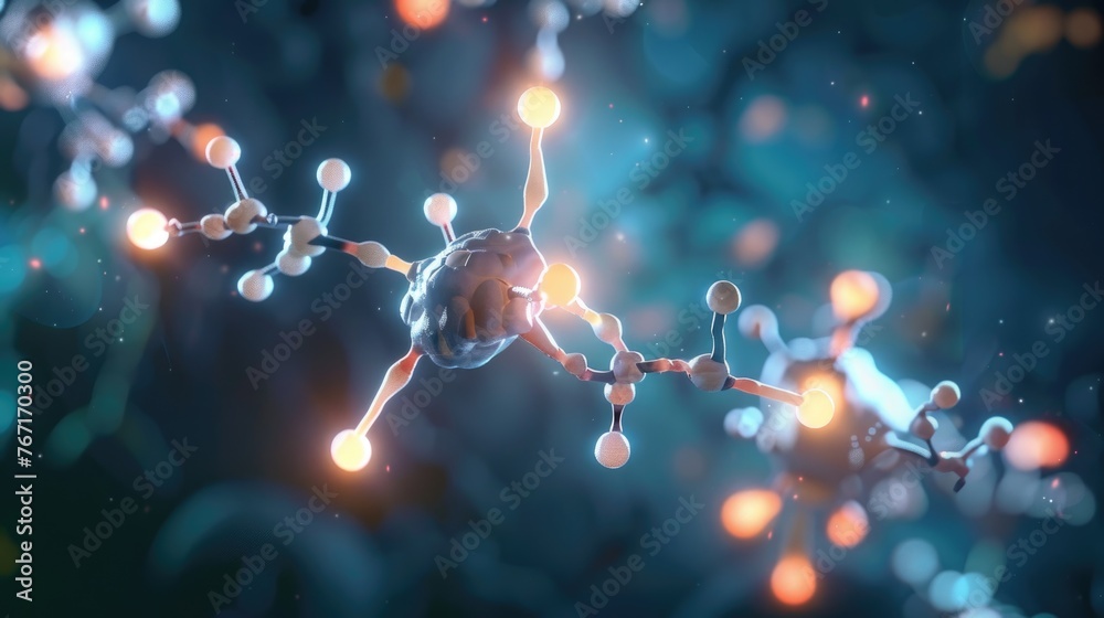 Detailed diagram of a neurotransmitter molecule, such as serotonin ...