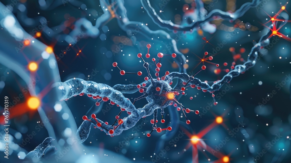 Detailed diagram of a neurotransmitter molecule, such as serotonin ...