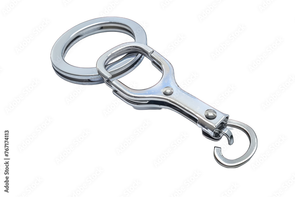 A single handcuff, highlighting the tools used for detention and law ...