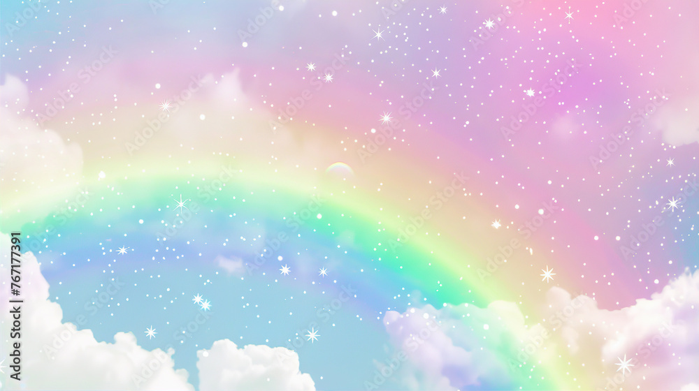 Cute pastel rainbow stars and clouds background, pastel colors, dreamy ...