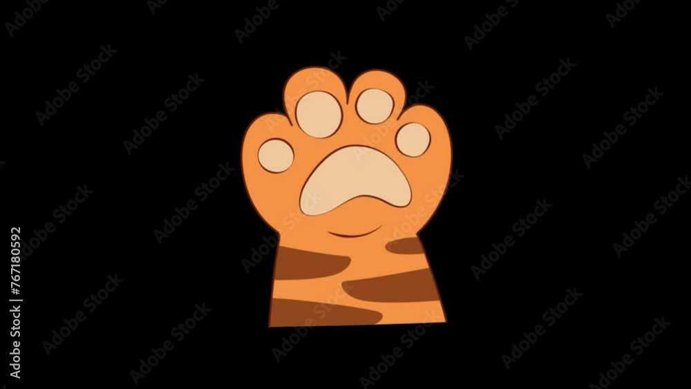 Cat paw cartoon animation. Cat paw touching, clicking, tapping and ...