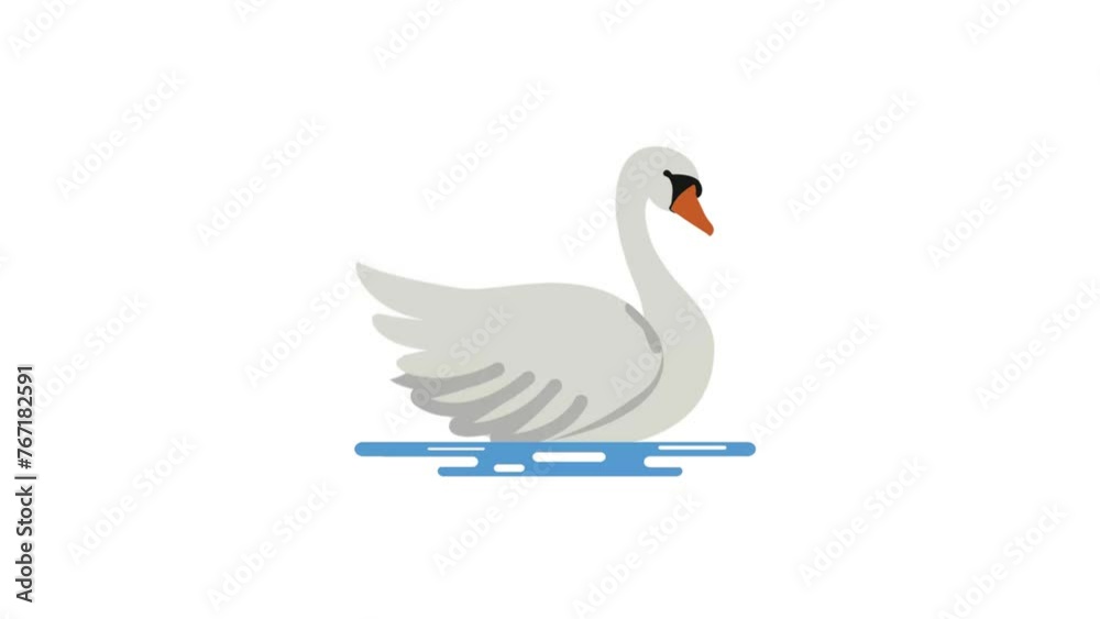 Animated white swan on transparent background. swan cartoon icon. duck ...
