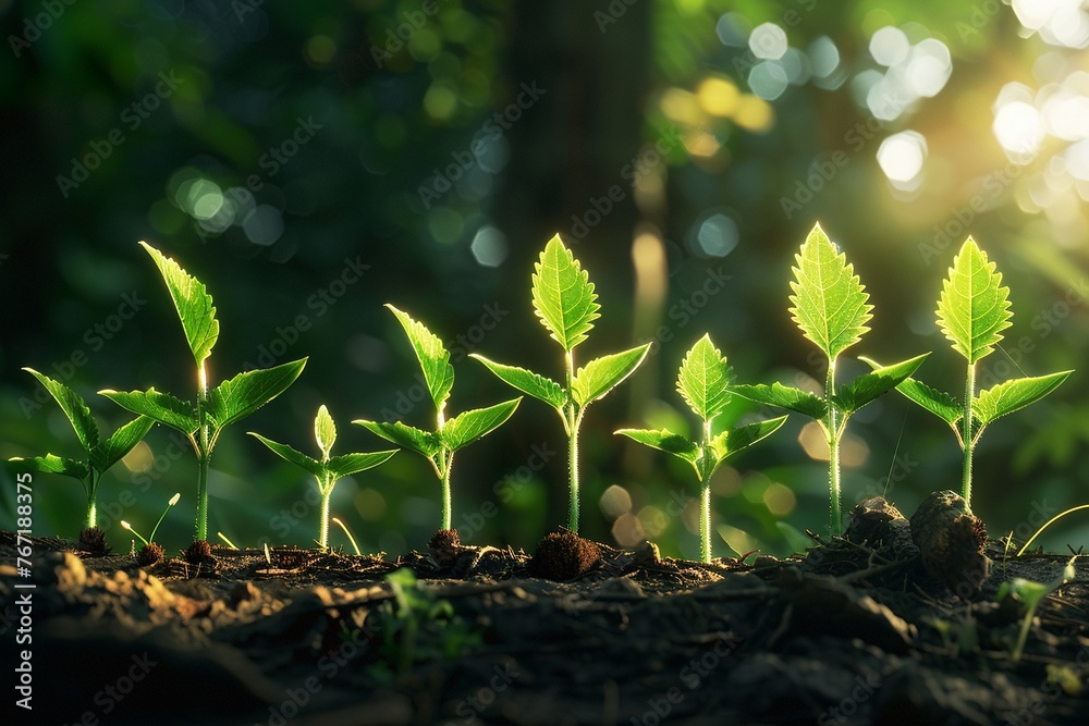 A sequential view of the growth stages of a plant from sprout to bloom ...