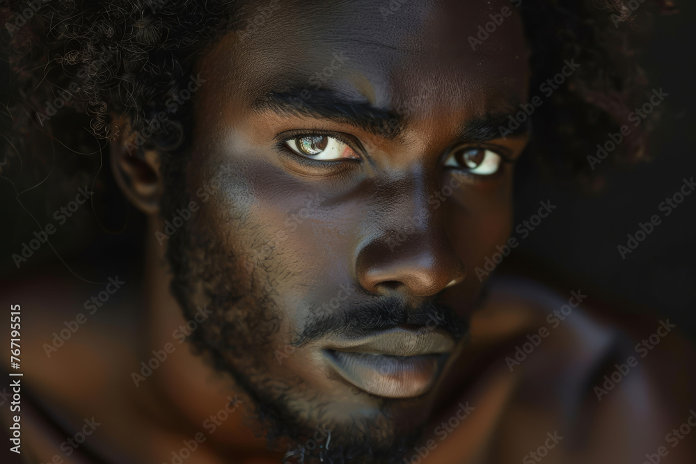 High cheekbones and rich, dark skin that exudes strength. His natural ...