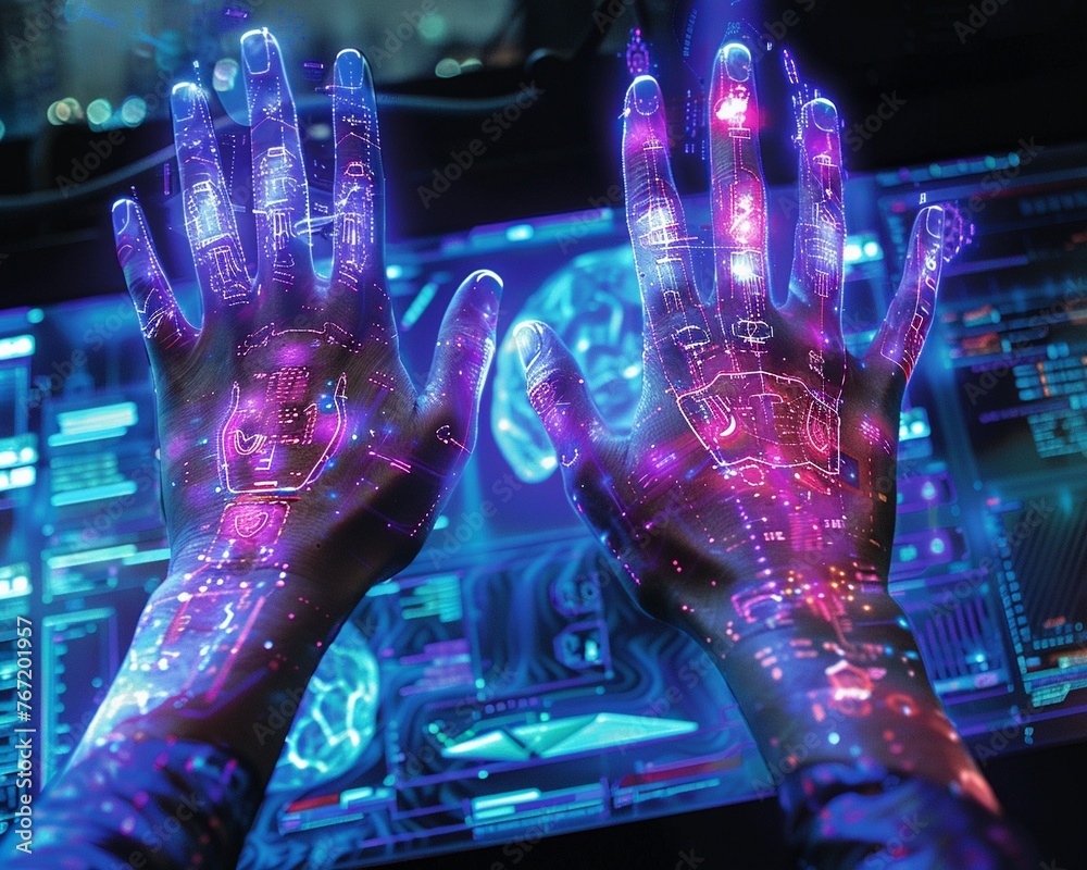 Capture the essence of human senses evolving through technology in a ...