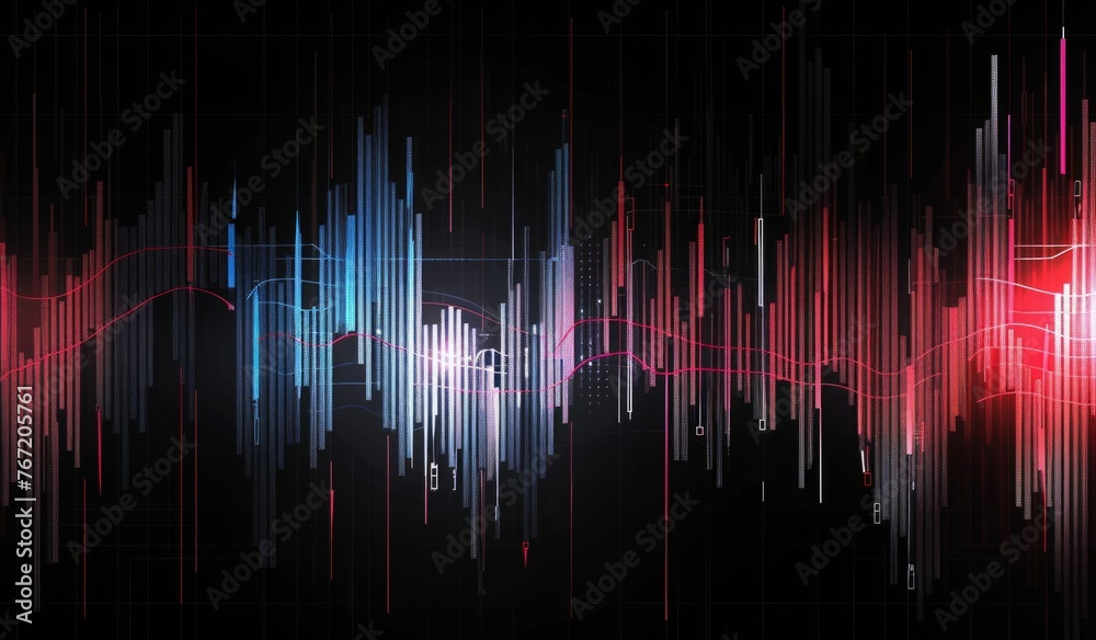 stock market candlestick chart with red and blue colors, background ...
