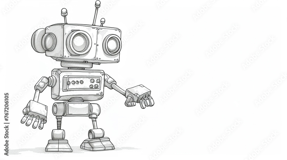 cartoon of a random robot children coloring book page, white background ...