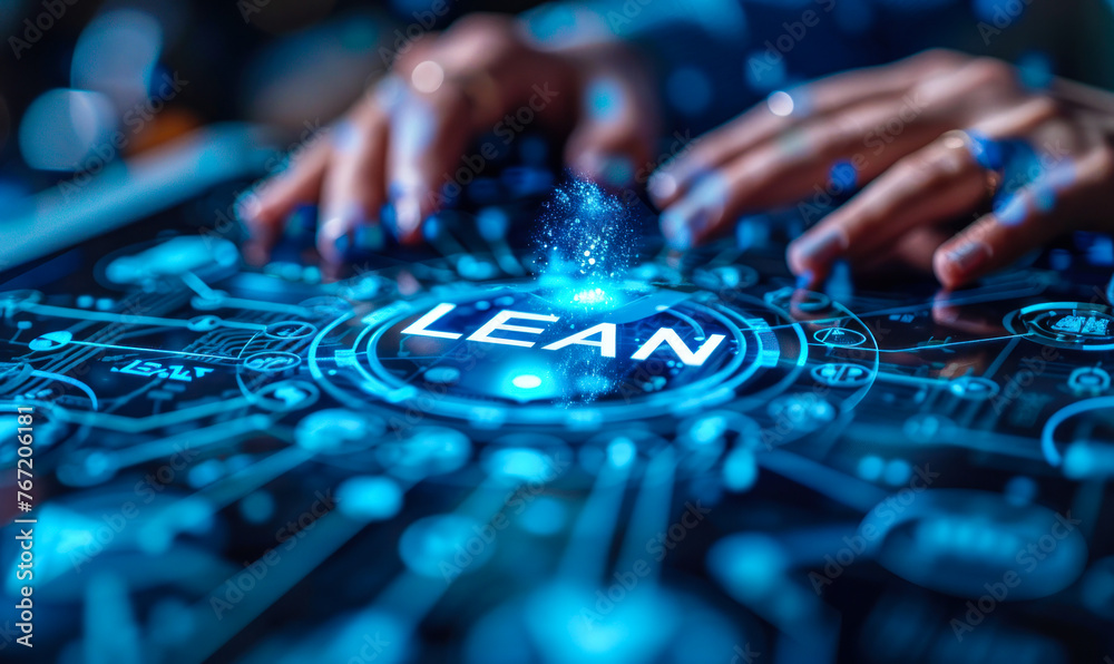 Business professional presenting concept of Lean methodology, focused ...