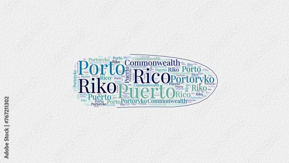 Puerto Rico logo animation. Puerto Rico boundary word cloud animation ...
