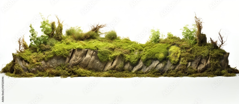 A small island covered with trees and moss, surrounded by a white ...