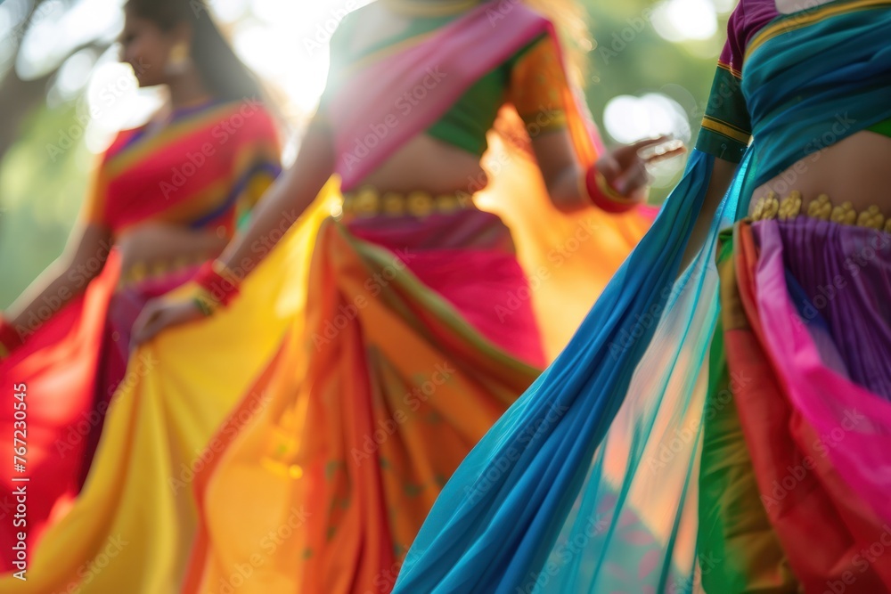 Festival of Colors: Indian Women Dressed in a multi-colored sari. Have ...
