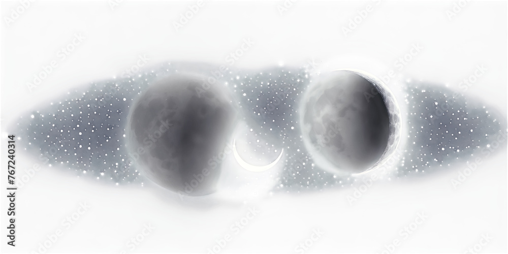 Celestial night sky border with moon phases and constellations ...