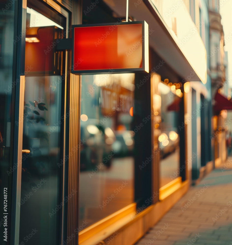 hollow square shop signboard layout. Lightbox attached to the wall on ...