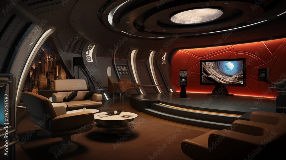 Underground bunker home theater with solid concrete shell raked seating ...