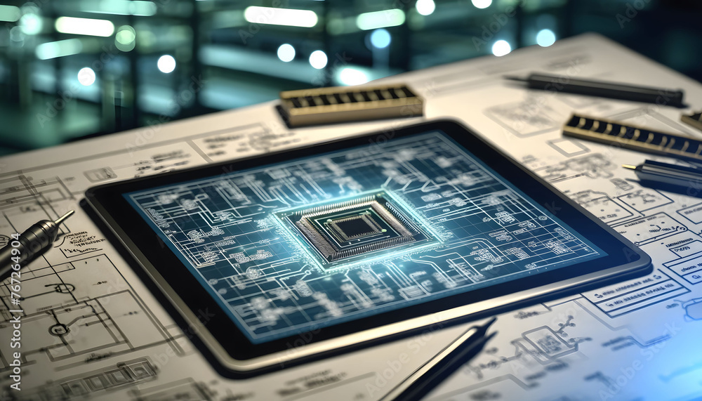 Blueprint Of A Microchip, With Detailed Schematics And Diagrams Visible ...