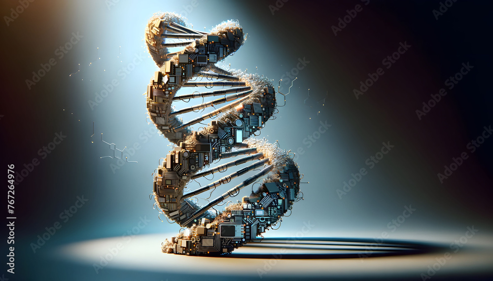 Double Helix Structure, Made Of Microchips And Circuits Stock ...