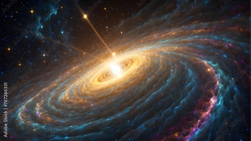 spiral galaxy in space, A view towards a spiral galaxy and stars from ...