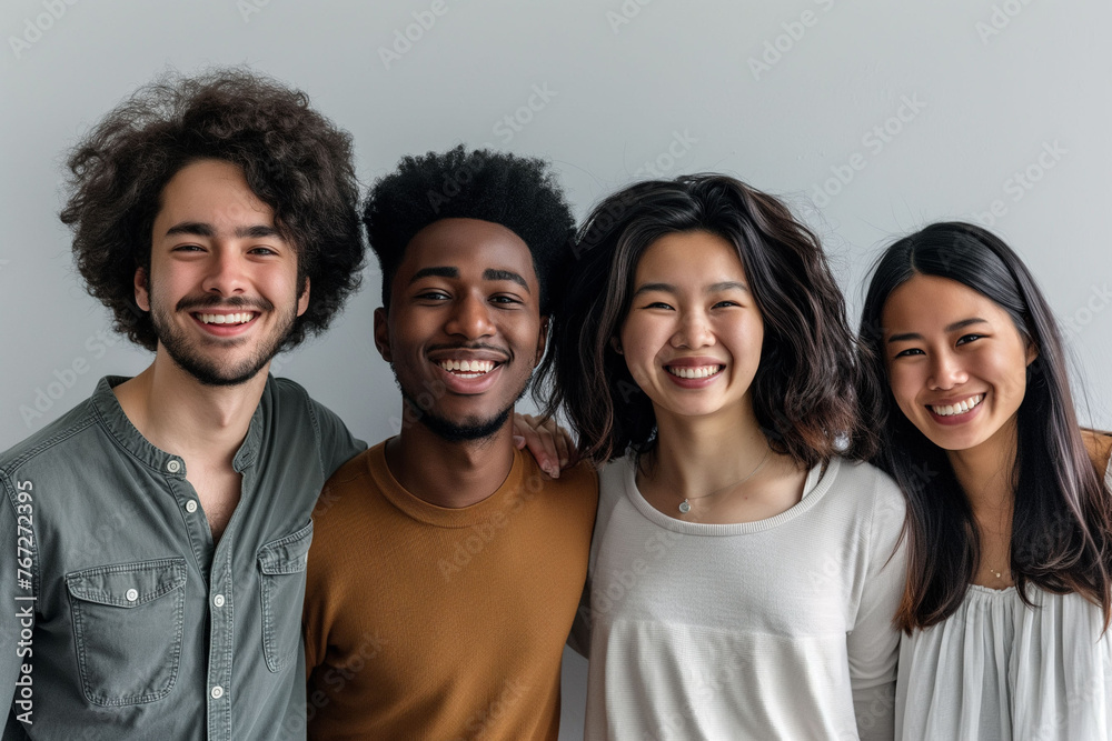 Group of positive handsome very different people, students, managers ...
