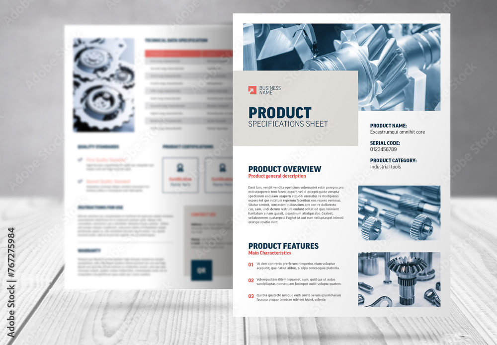 Product Specifications Sheet Template Stock Template | Adobe Stock