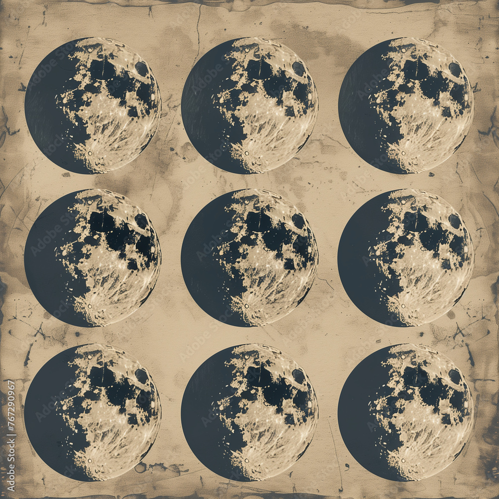 illustration set of moon phases. Different stages of moonlight activity ...