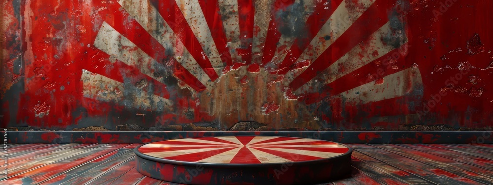 Circus stage podium background 3D carnival light red show curtain ...