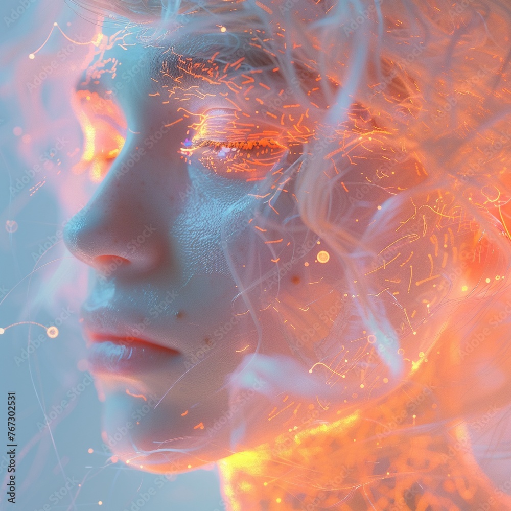 Imagine a character with holographic hair and translucent skin ...