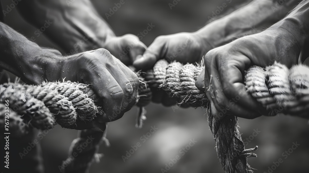 Team rope diverse strength connect partnership together teamwork unity ...