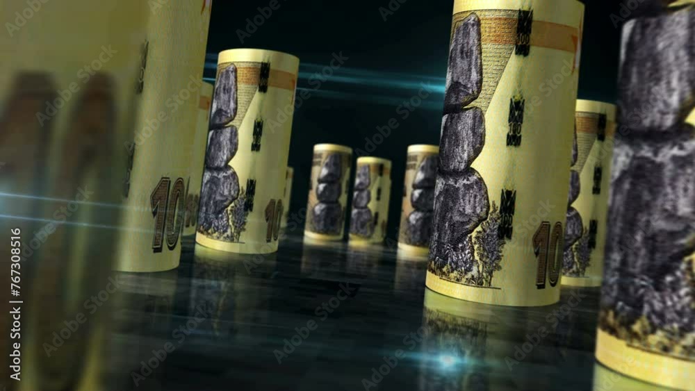 Zimbabwe money Zimbabwean dollars rolls loop 3d. Money on table ...