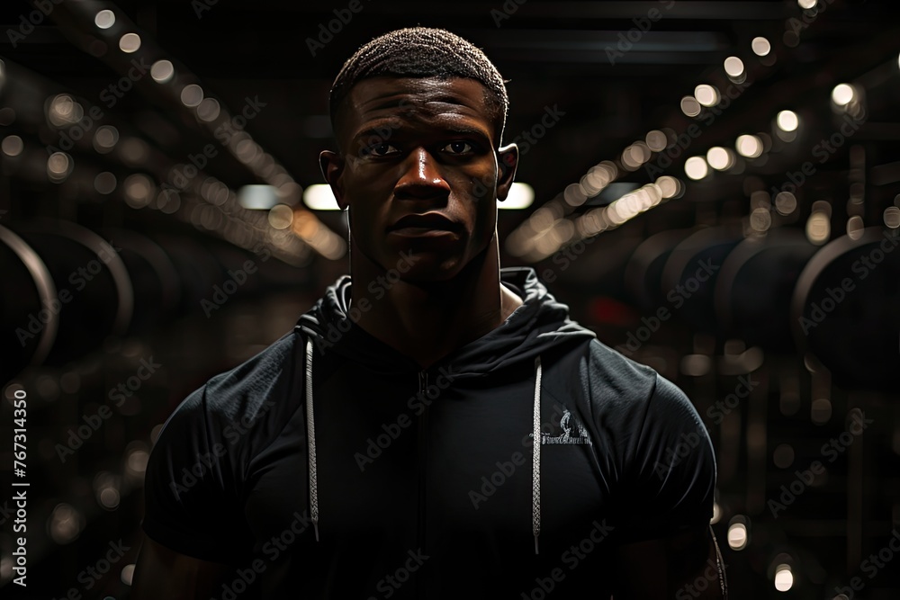 Muscular athlete in the face of full body mirror., generative IA Stock ...