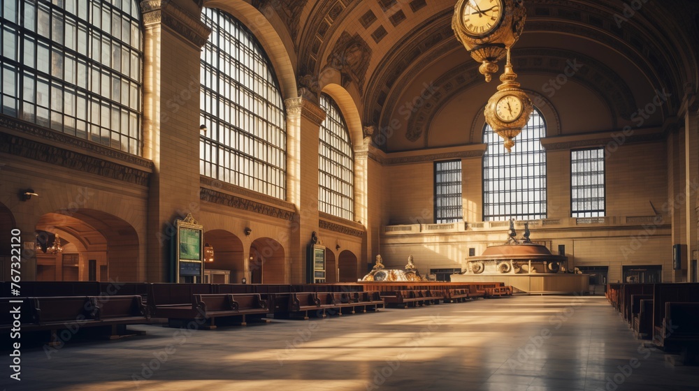 Historic train station with grand central hall and ornate details ...