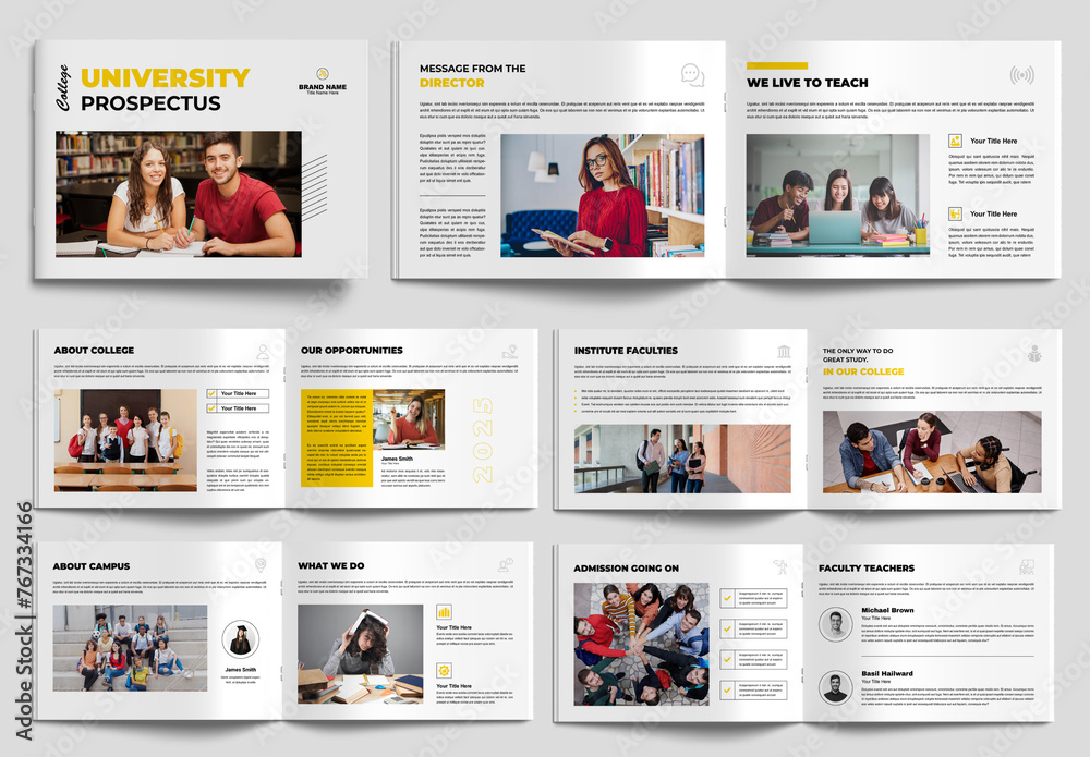 Landscape College University Prospectus Layout Design Template Stock ...