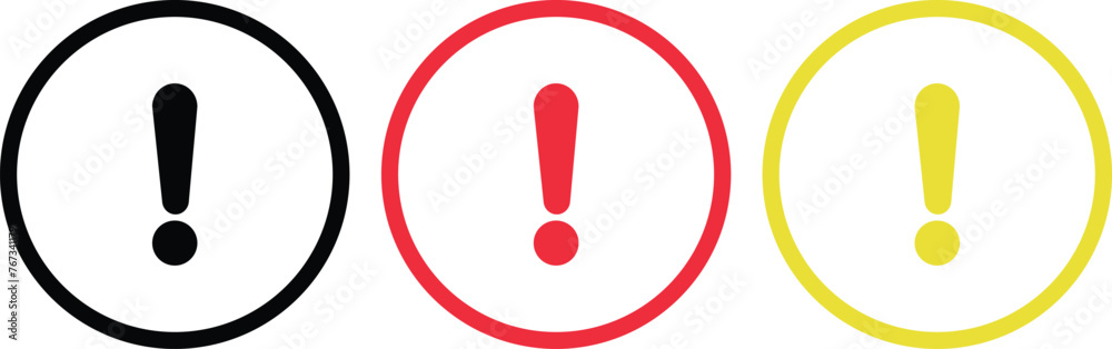 Warning danger circle icon in line set isolated on transparent ...