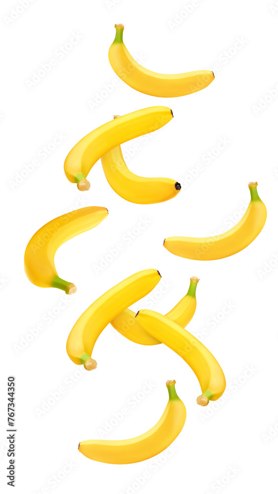 Falling banana isolated on white background, full depth of field Stock ...