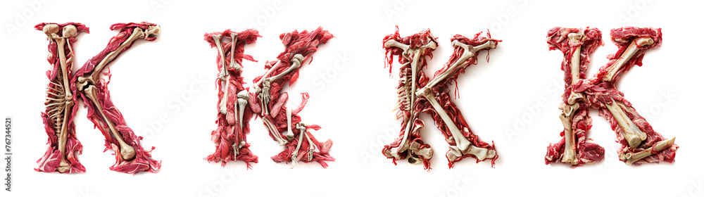 Letter K Horror alphabet and number concept. Halloween isolated text ...