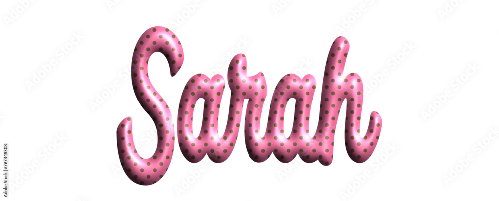Sarah- pink color with dots, fabric style -name - three-dimensional ...
