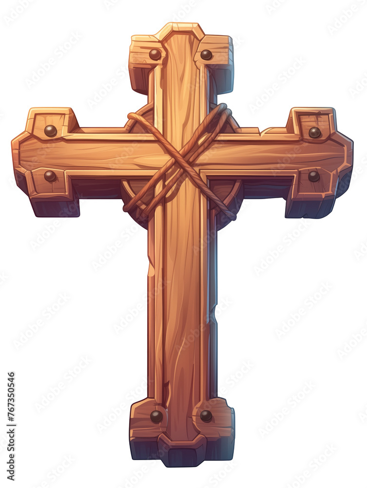 3D cartoon illustration of a Christian Cross crucifix, representing the ...