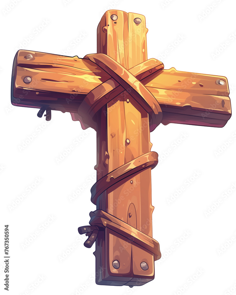 3D cartoon illustration of a Christian Cross crucifix, representing the ...