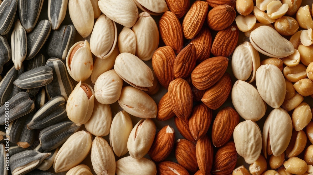 white-striped sunflower seeds, bright sunflower seeds, and peeled ...