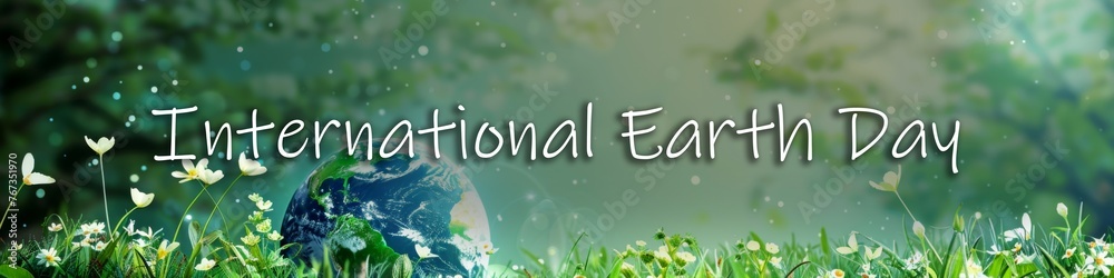 Celebrate Earth Day with a vibrant flower field and globe image ...
