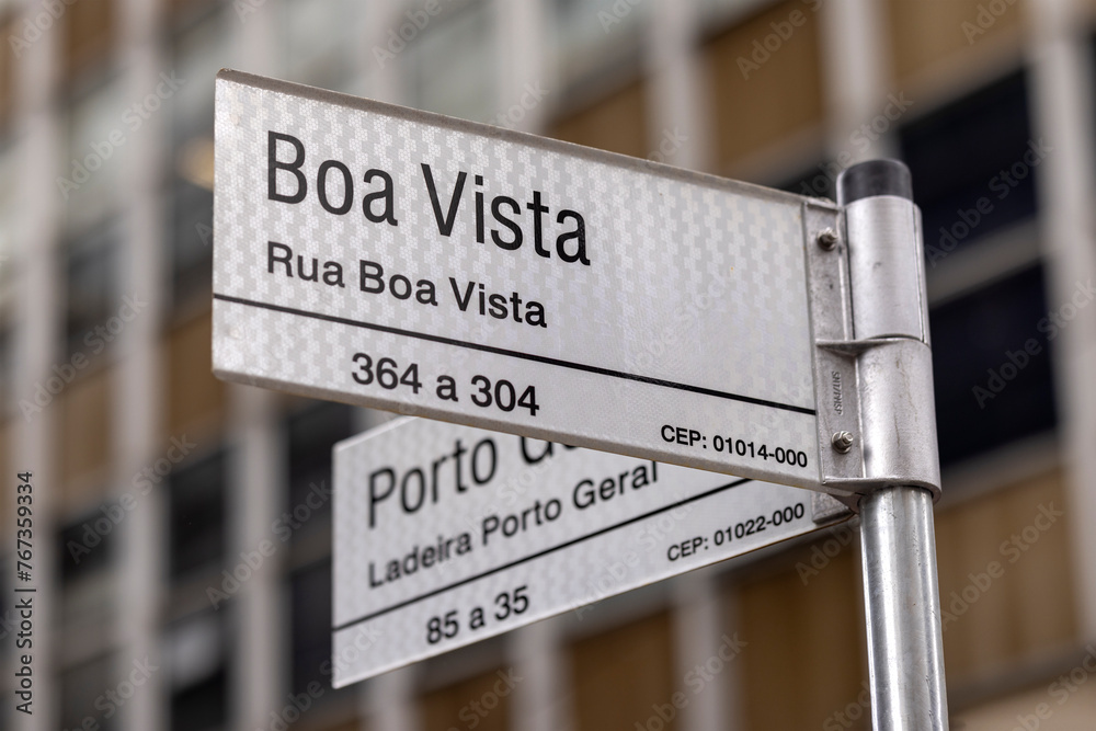 Placa de sinalização da famosa rua Boa Vista, centro histórico da ...