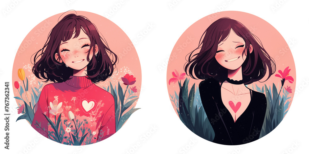 bittersweet tears, girl smiling while crying. illustration transparent ...