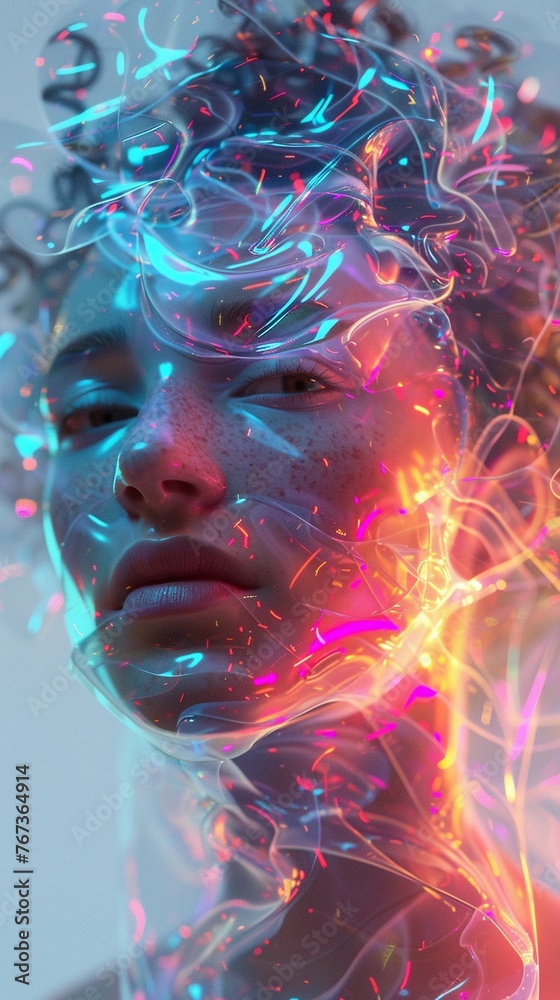 Imagine a character with holographic hair and translucent skin ...