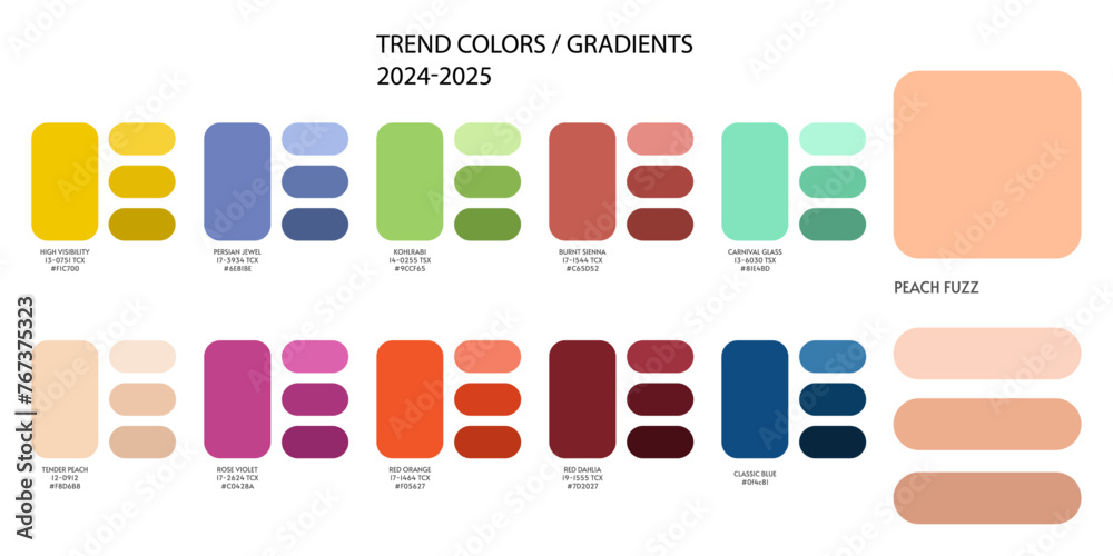 Fashion colors and gradients trend Winter Spring 2024 2025. Color ...