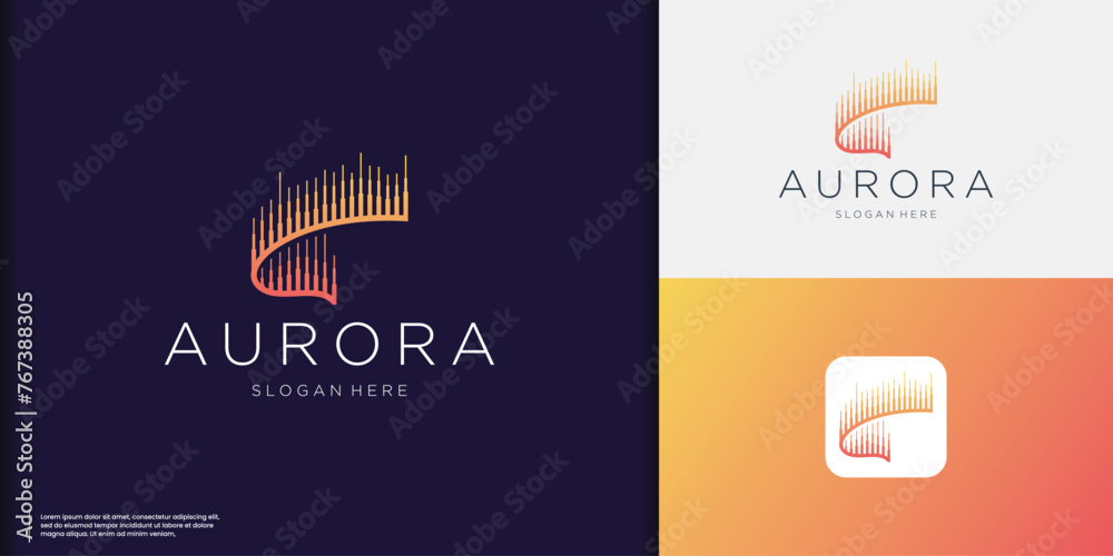 Aurora Logo design. colorful aurora borealis logo suitable for light or ...