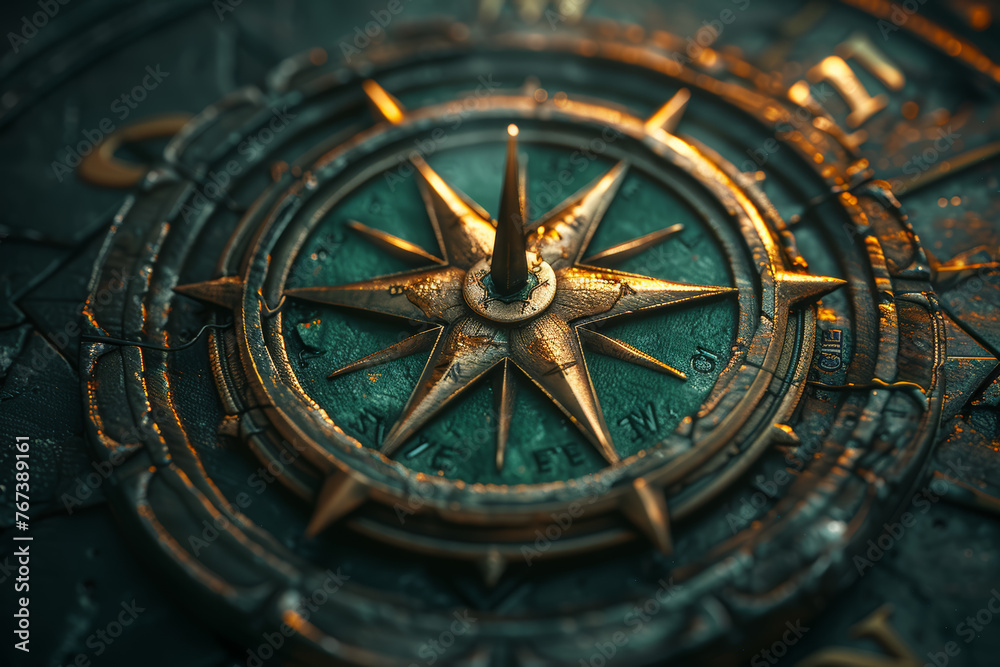 A compass needle pointing towards a sanctuary symbol. Concept of ...