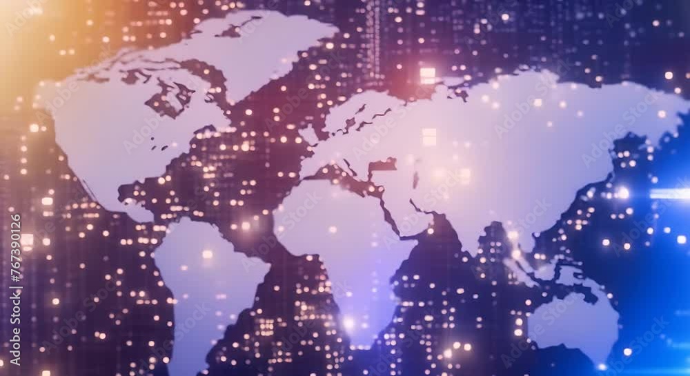 An overview of a world map displayed on a wall, showcasing continents ...