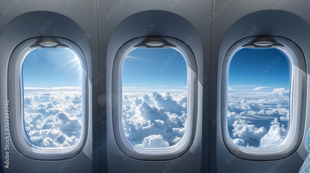 Expansive Sky and Cloud Formation as Seen from Inside an Aircraft Stock ...